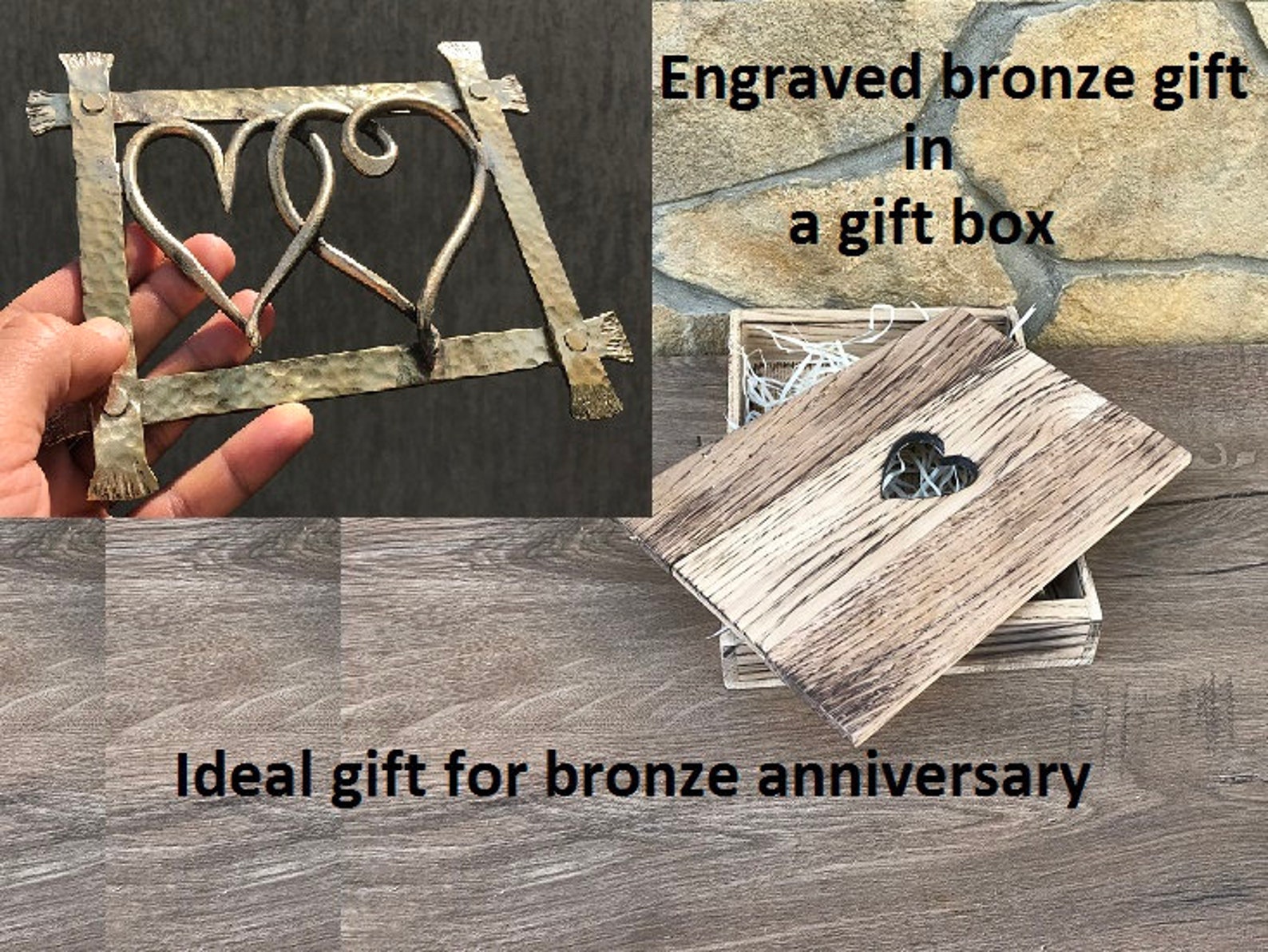 Bronze Gift Bronze Heart Bronze Frame Gift Box Bronze | Etsy
