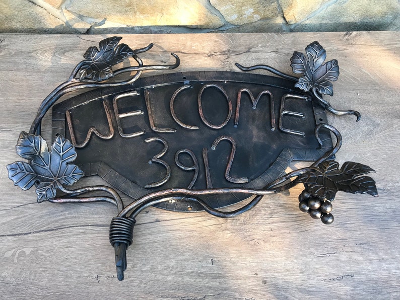 Hand Forged Address Sign Welcome Sign Welcome Plaque | Etsy