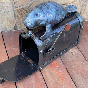 Mailbox, Mail Box, Nautical, Coastal, Chest, Steel Gift, Manatee, Iron ...