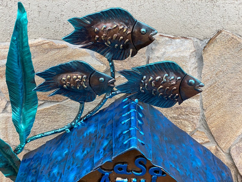 Mailbox Post Box Mail Box Coastal Decor Fish Seaweeds - Etsy