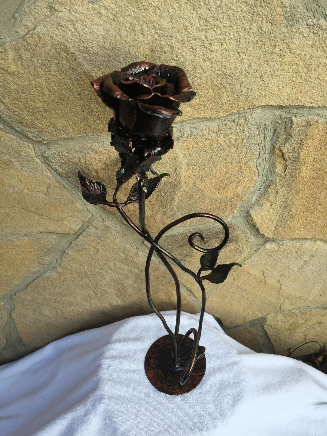 Metal Rose, Iron Rose, Forged Rose, Wrought Iron Rose, Steel Rose, Hand ...