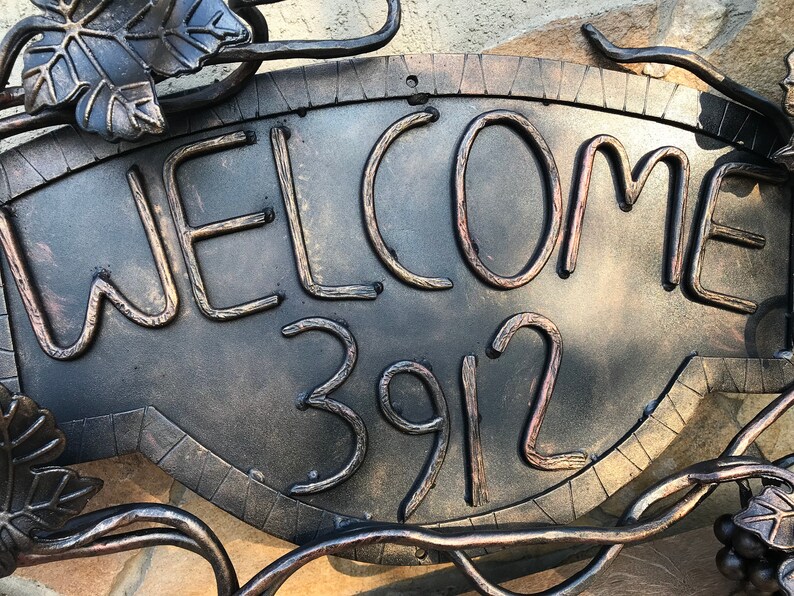 Hand Forged Address Sign Welcome Sign Welcome Plaque | Etsy