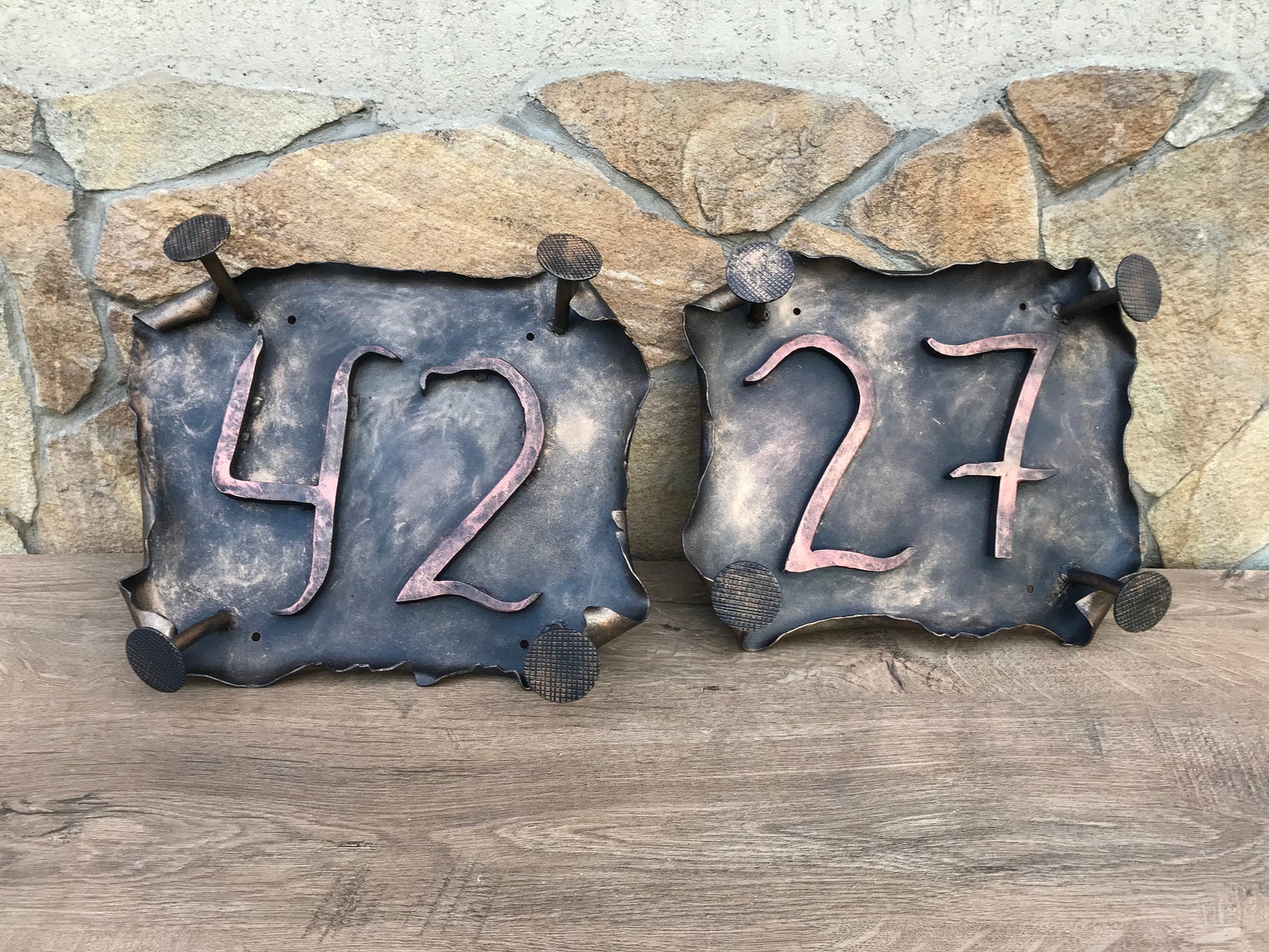 Hand Forged Address Number Sign Rustic Plaque Hand Forged - Etsy