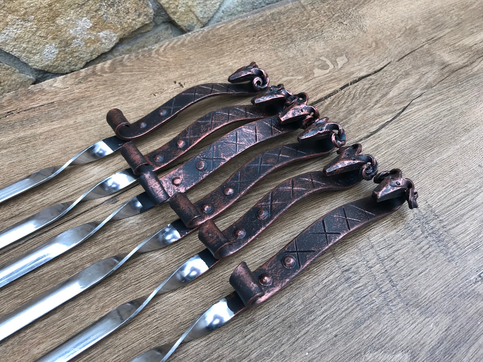 Skewers for Grilling, Hand Forged Skewers, Stainless Steel Skewers ...