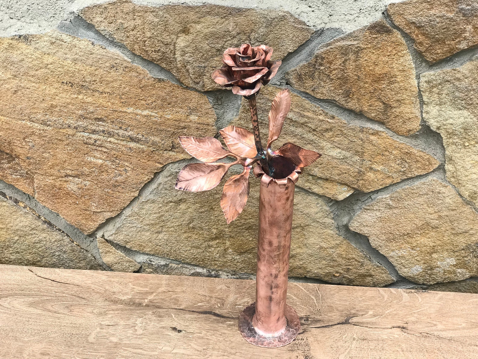 Copper Rose Copper Vase Copper Gift Copper Anniversary7th | Etsy