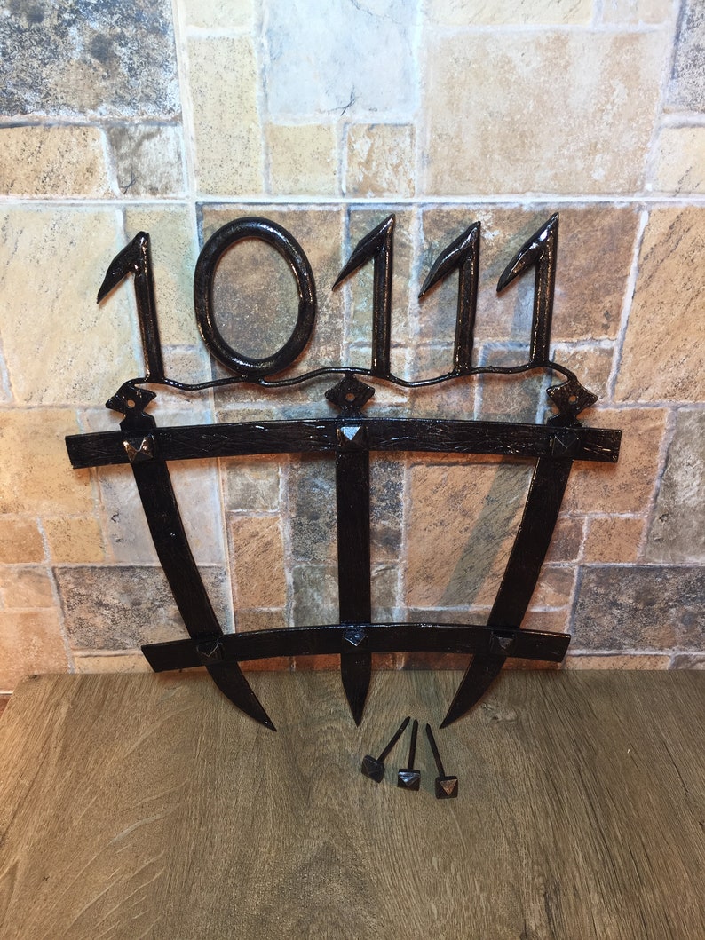 Hand Forged House Number Sign Medieval Rustic Plaque - Etsy