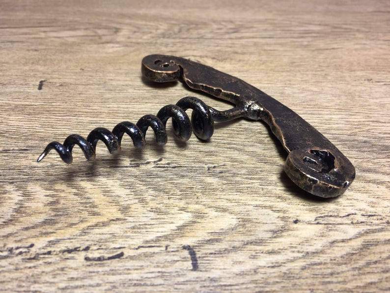 Corkscrew Bottle Opener Hand Forged Corkscrewwrought Iron - Etsy