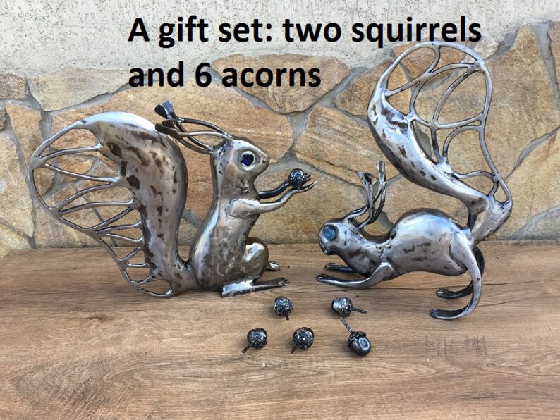 Iron Squirrel Metal Squirrel Acorn Animal Art Oak - Etsy
