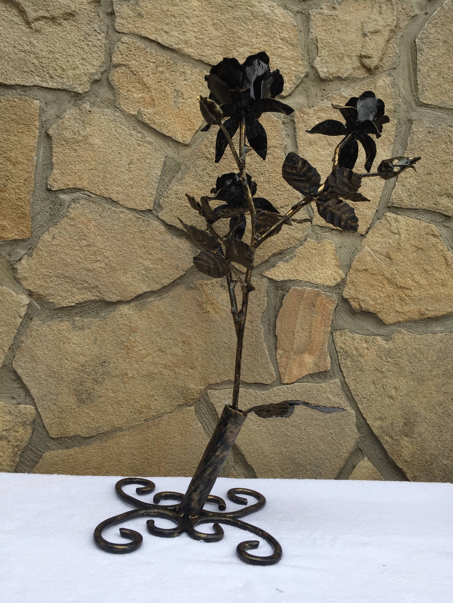 Hand Forged Rose With a Stand Welded Rose Rose - Etsy