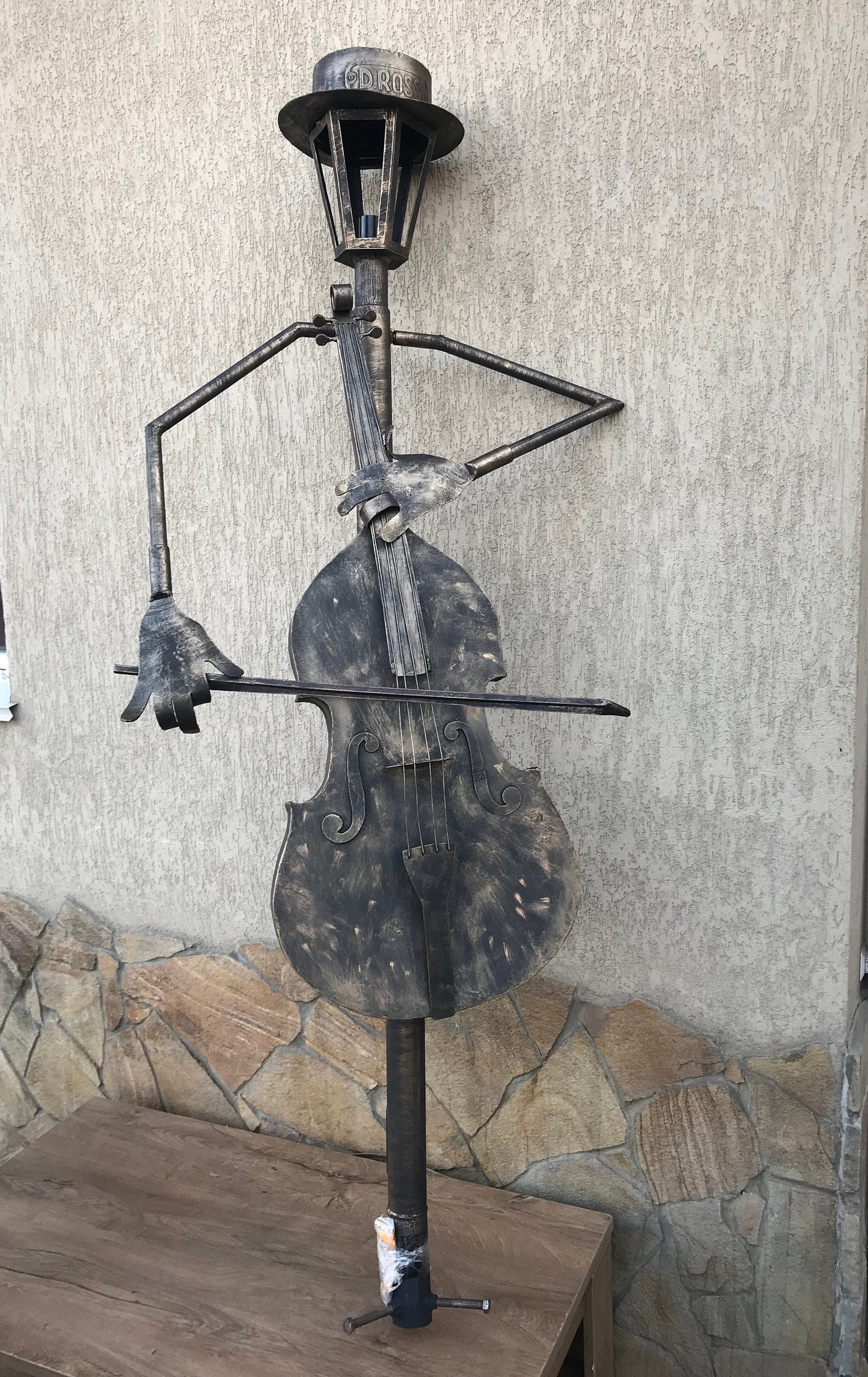 Sconce Lantern Hand Forged Lamp Cello Yard Lamp Music | Etsy