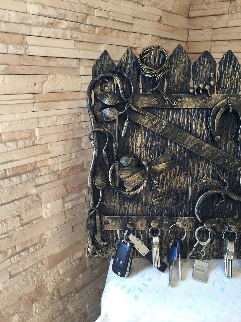 Wall key holder key holder for wall forged metal key holder | Etsy