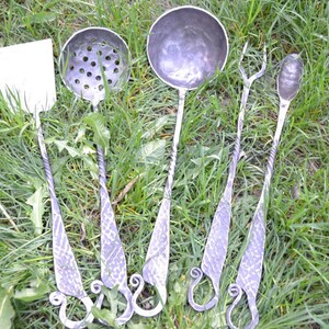 Medieval Cutlery, Ladle, Ladle Water Dipper, Spatula, Fork, Spoon ...