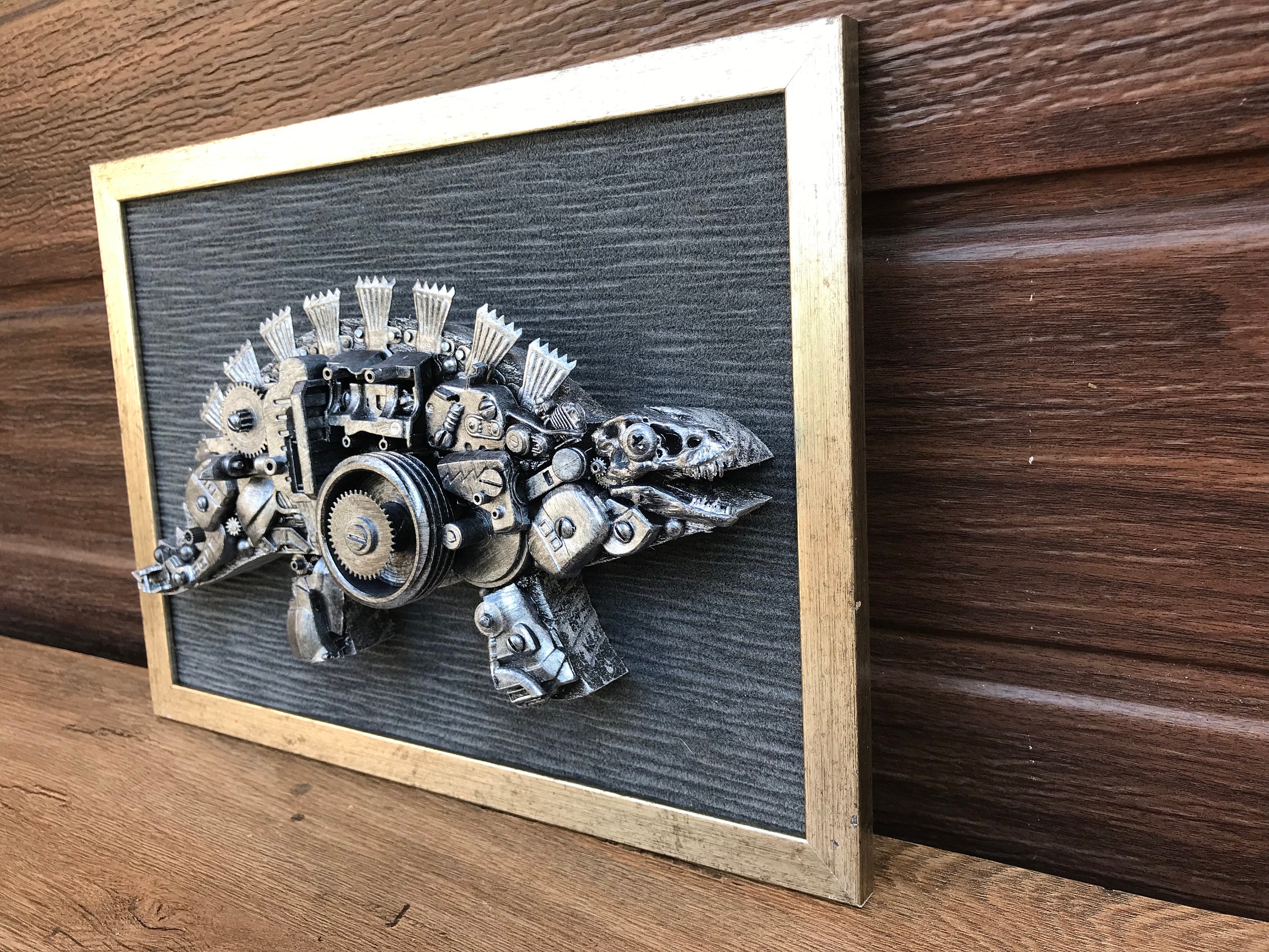 Steampunk painting steampunk dinosaur dinosaur decor | Etsy