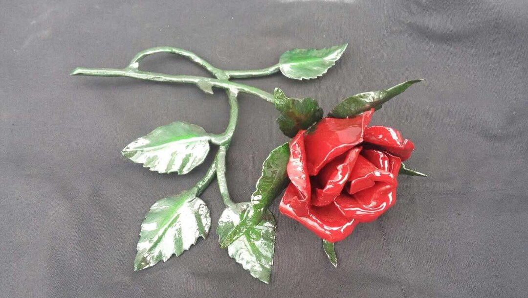 Iron Rose, Metal Rose, Steel Rose, Metal Sculpture, Wedding Anniversary ...