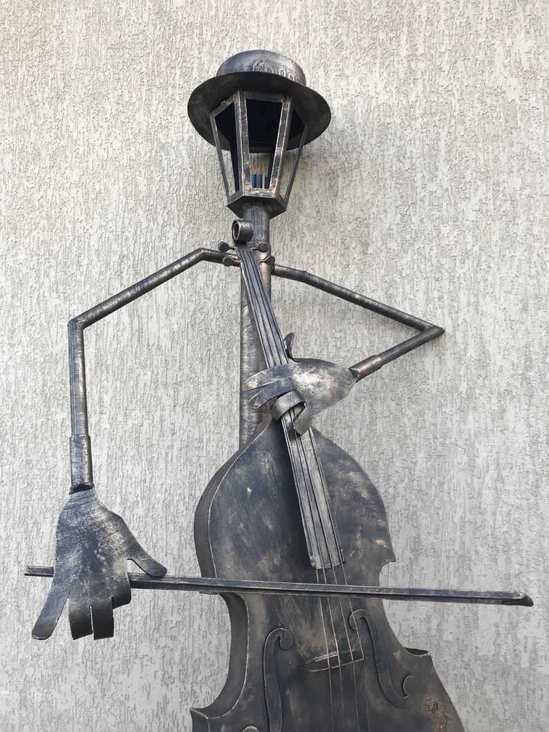 Sconce Lantern Hand Forged Lamp Cello Yard Lamp Music - Etsy