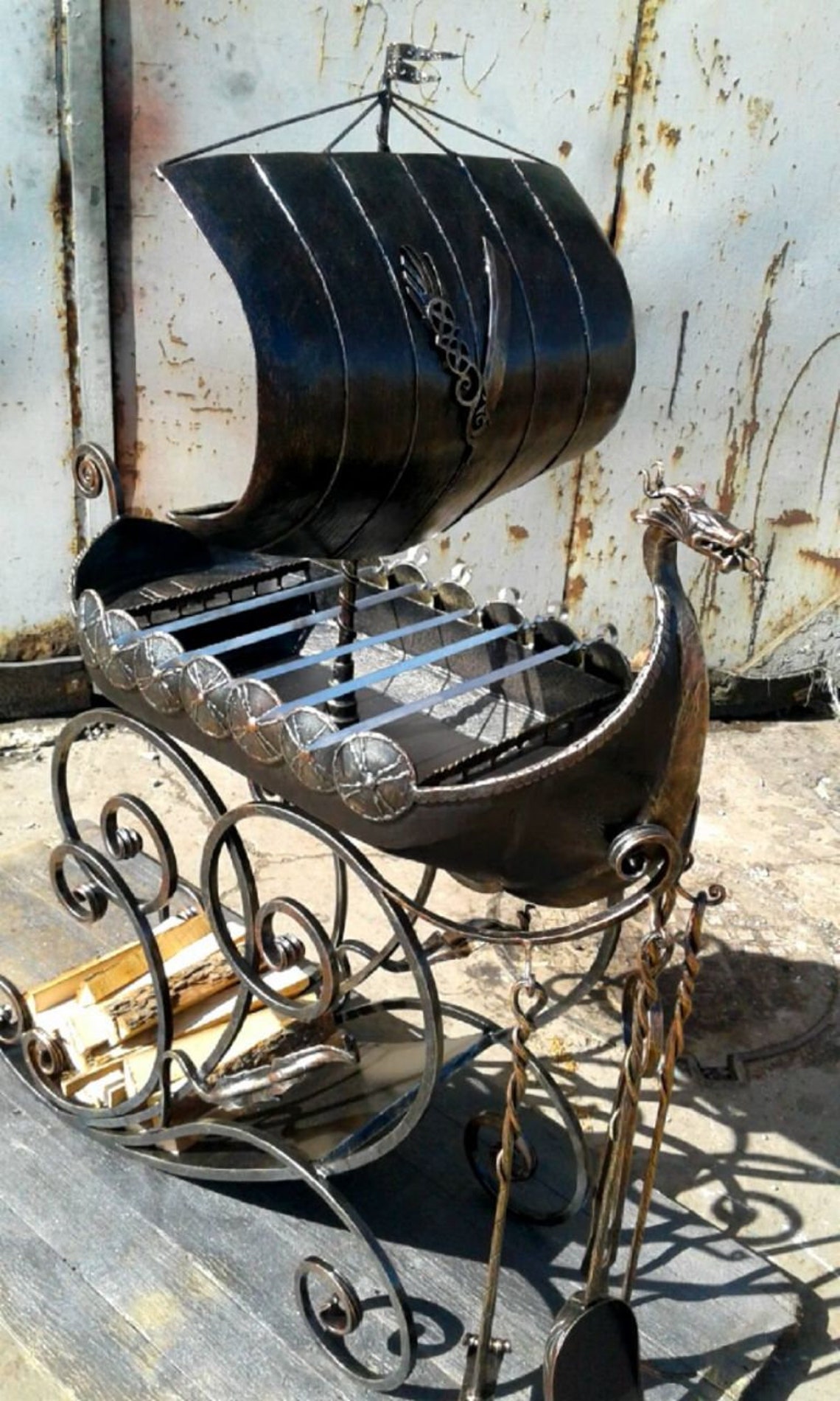 Brazier viking theme grill fire pit BBQ skewersiron | Etsy