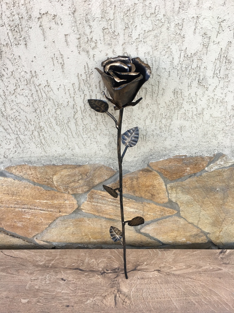Iron Rose Steel Rose Metal Rose Forged Flower Metal - Etsy