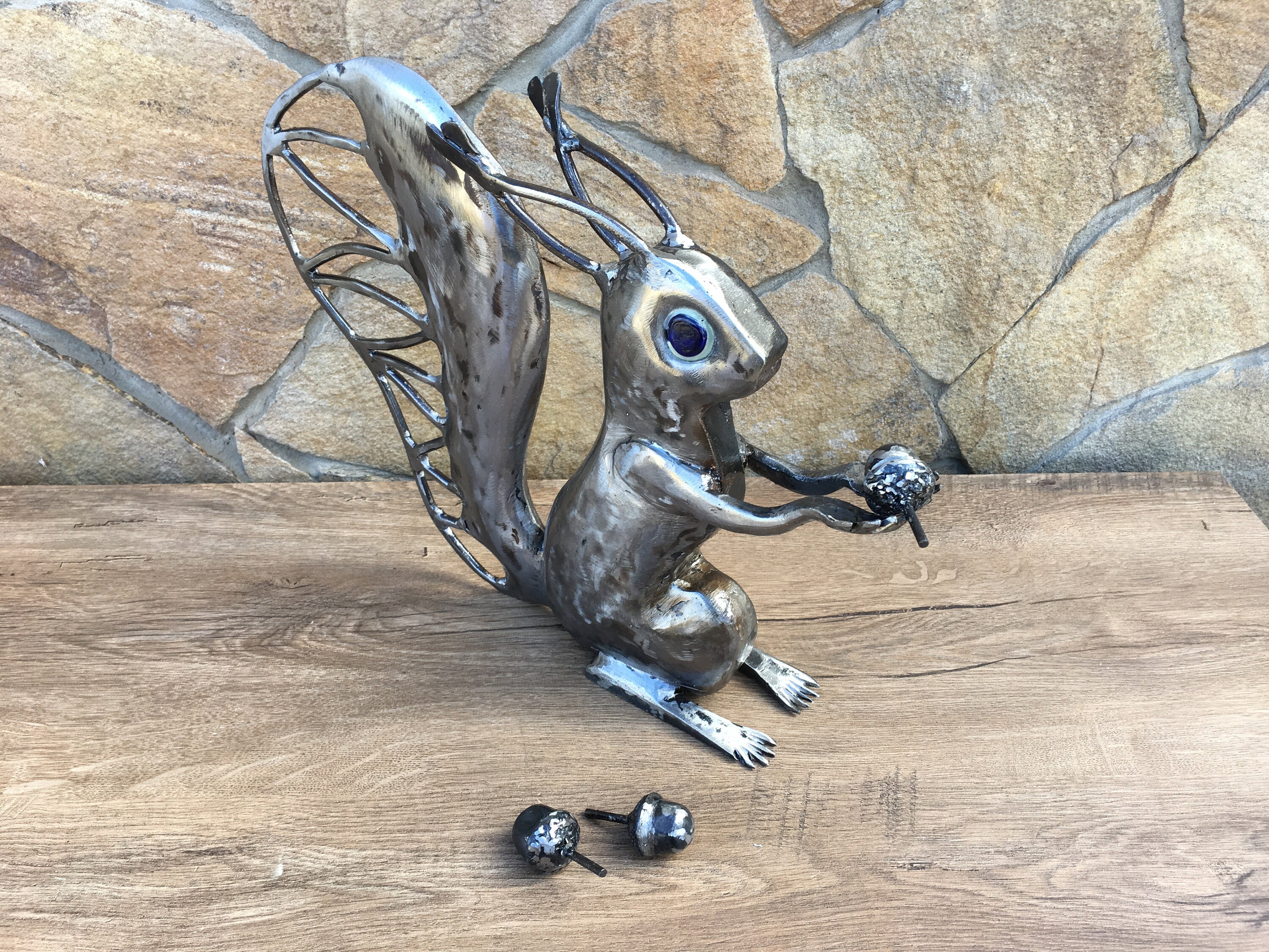 Iron squirrel metal squirrel acorn animal art oak | Etsy