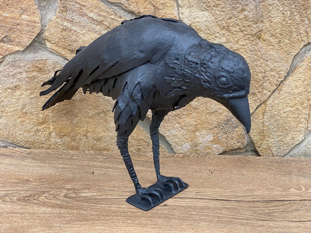 Crow, Garden Sculpture, Bird, Iron Gift, Crow Figurine, Birdie, Steel ...