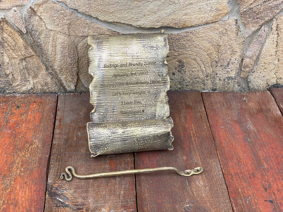 Bronze Scroll 8th Anniversary 19th Anniversary Bronze - Etsy