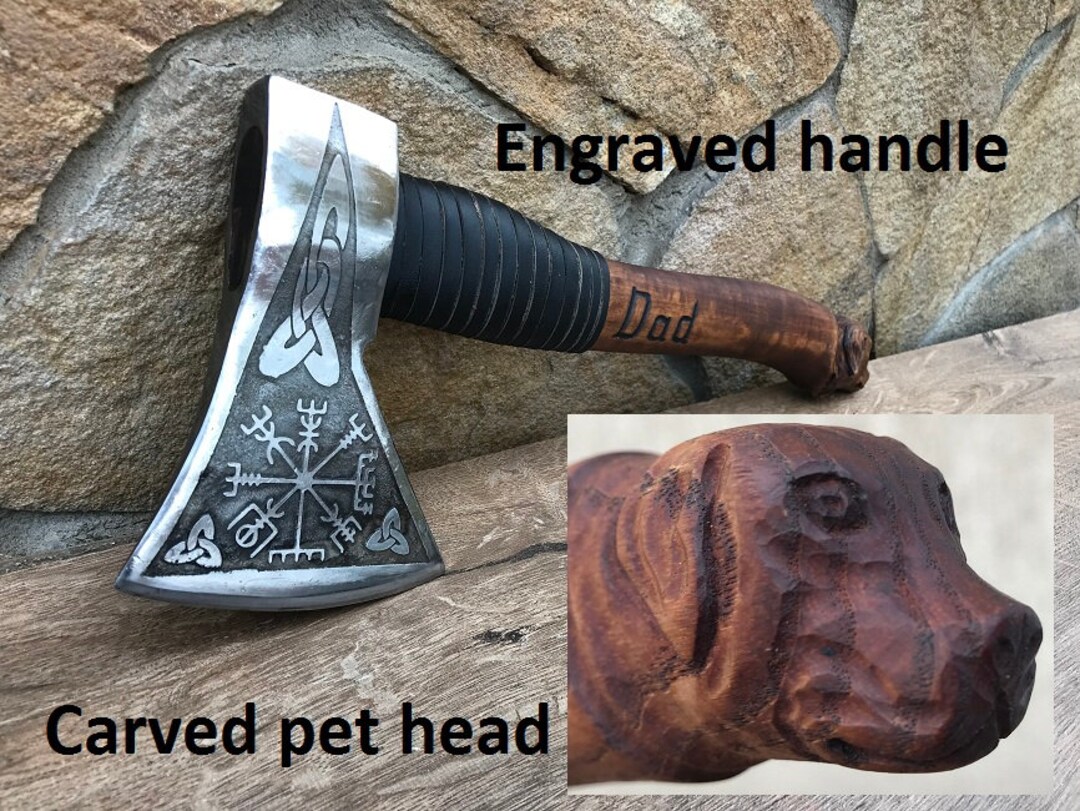 Pet Carved Axe, Viking Axe, Axe, Pet Lover Gift, Mens Gifts, Vegvisir ...