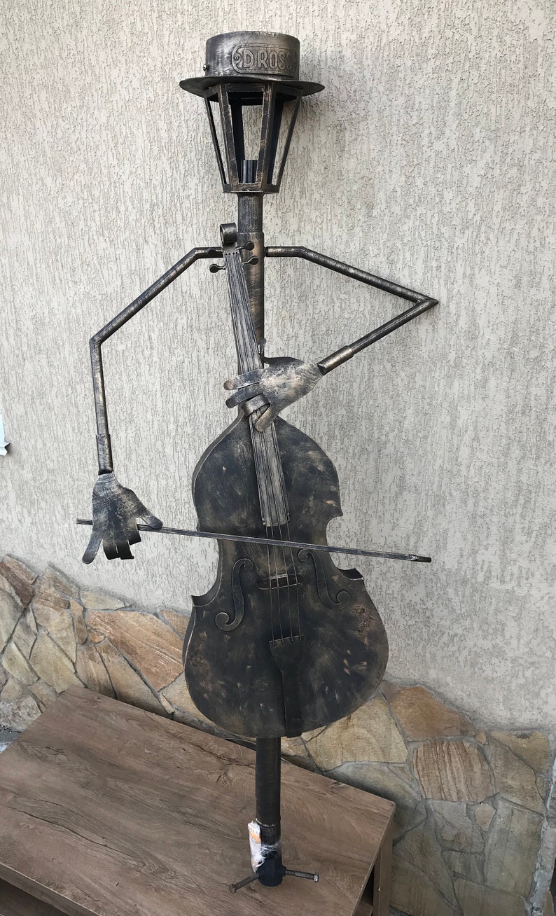 Sconce Lantern Hand Forged Lamp Cello Yard Lamp Music | Etsy