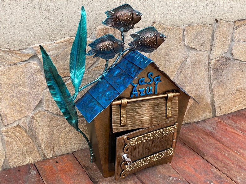 Mailbox Post Box Mail Box Coastal Decor Fish Seaweeds - Etsy