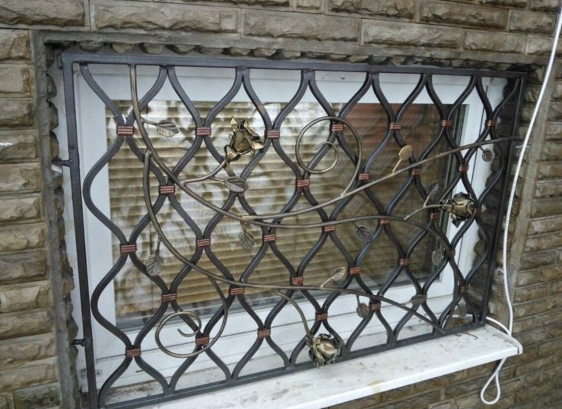 Window Grate Window Grille Rose Metal Panel Grate Panel - Etsy