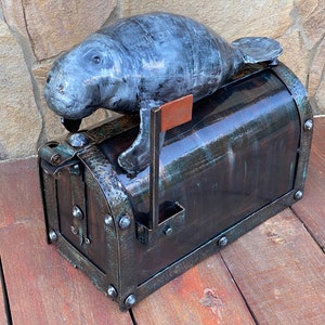 Mailbox, Mail Box, Nautical, Coastal, Chest, Steel Gift, Manatee, Iron ...