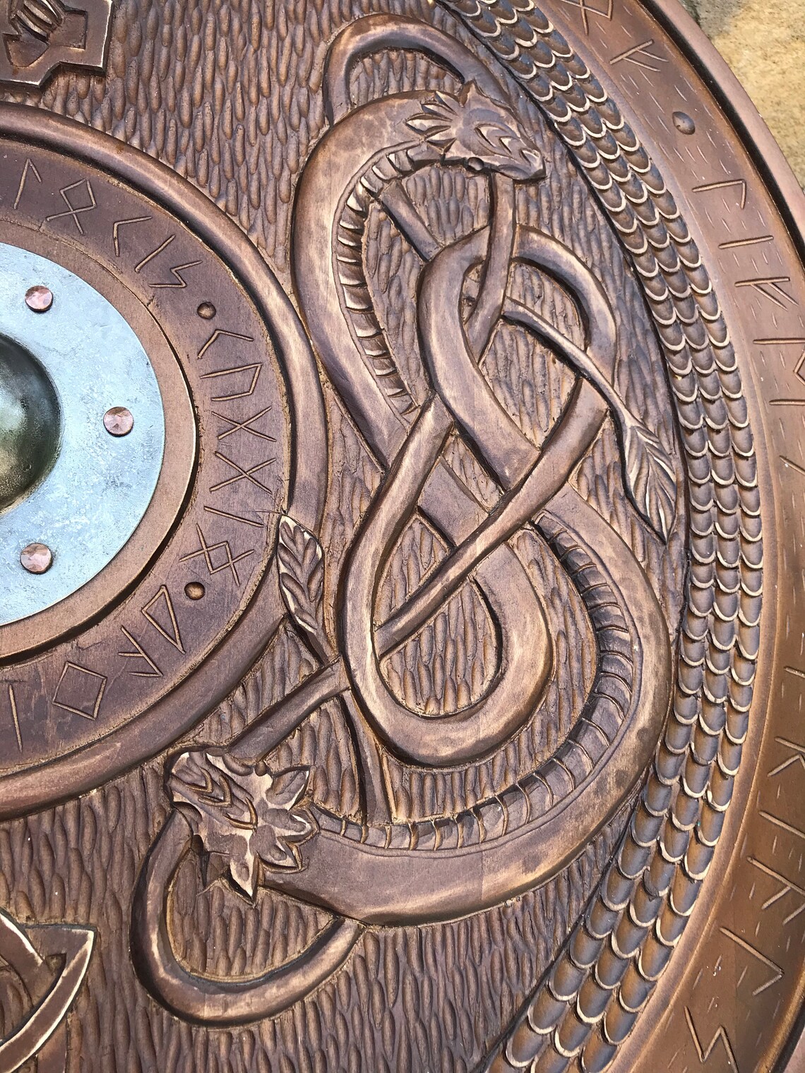 Runic shield Thor dragon triskele shield viking shield | Etsy