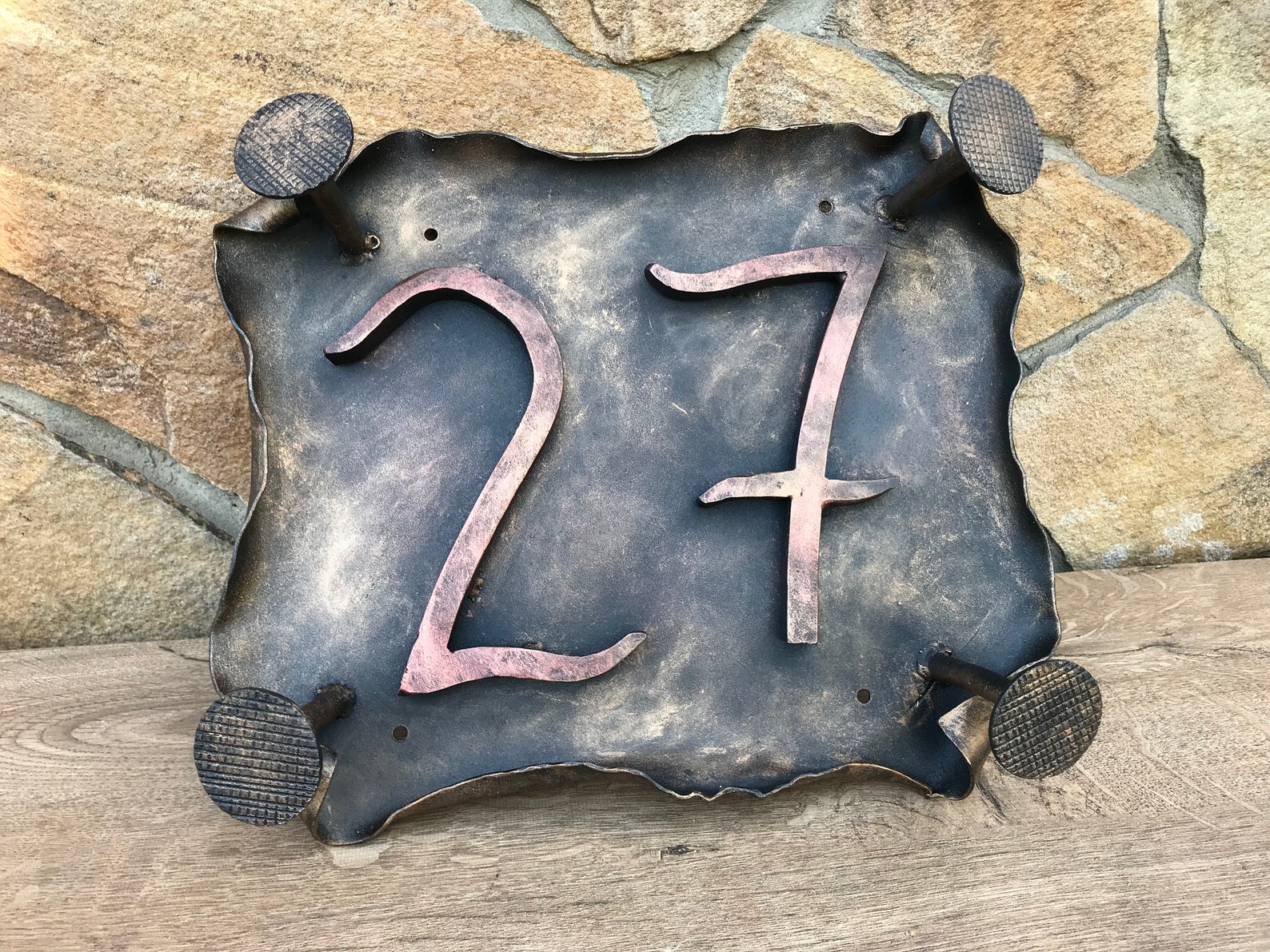 Hand Forged Address Number Sign Rustic Plaque Hand Forged - Etsy