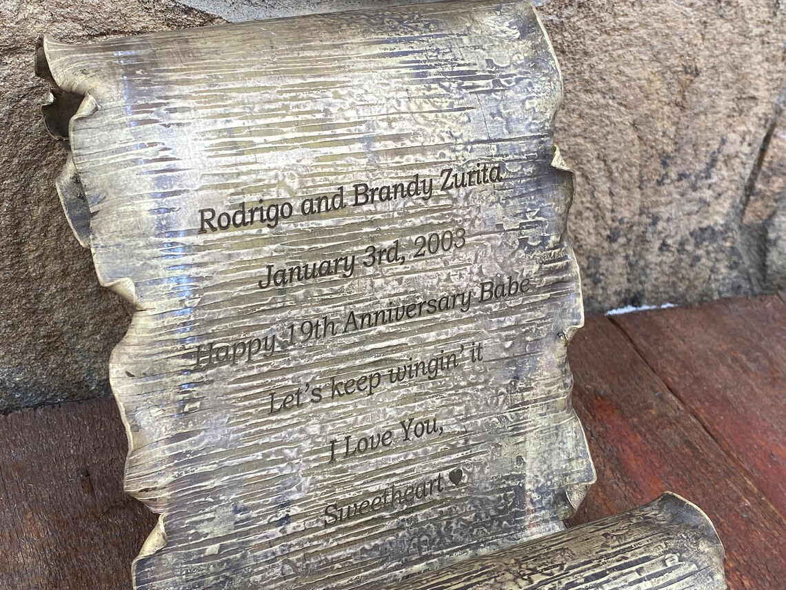 Bronze Scroll 8th Anniversary 19th Anniversary Bronze - Etsy
