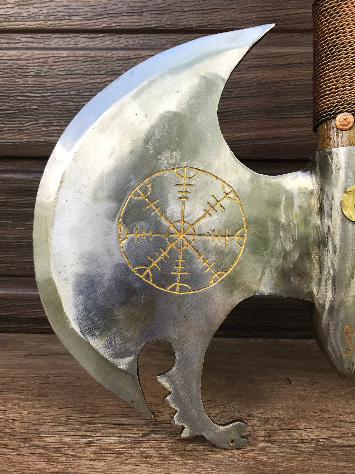 Runic axe medieval axe axe gift valknut vegvisir runic | Etsy