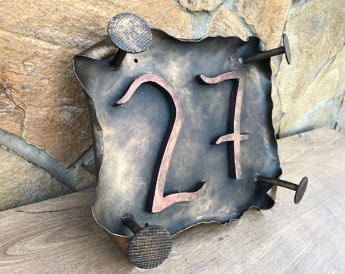 Hand Forged Address Number Sign, Rustic Plaque, Hand Forged Number ...