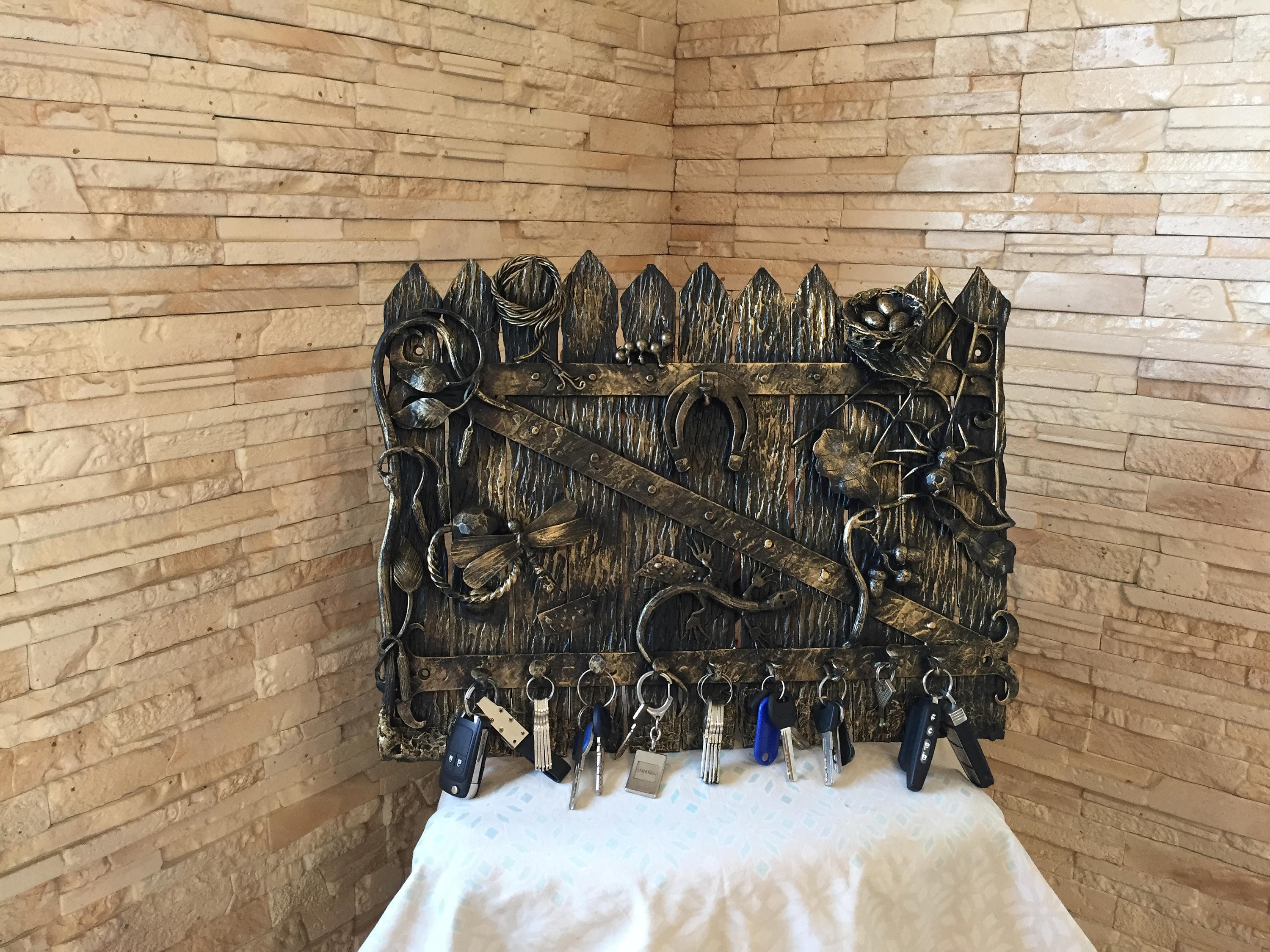 Wall key holder key holder for wall forged metal key holder | Etsy