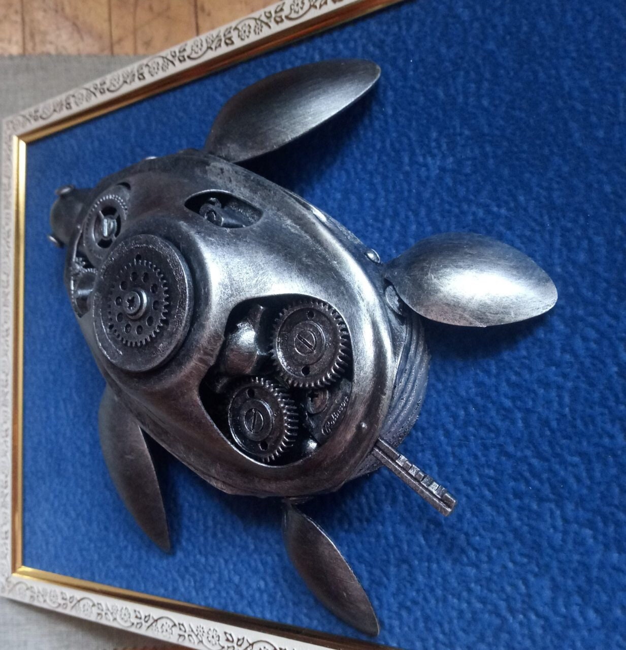 Steampunk turtle turtle industrial painting recycled | Etsy