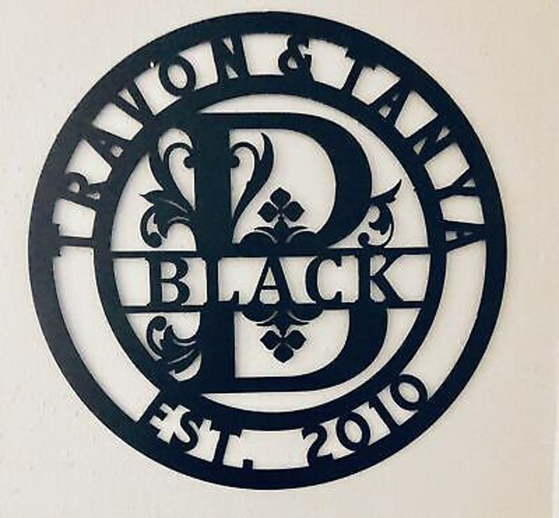 Metal Monogram Sign, Metal Name Sign, Family Established, Door Hanger ...