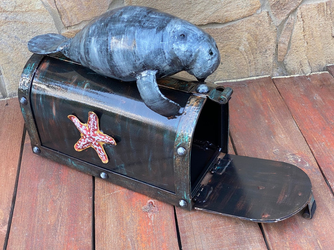 Mailbox, Mail Box, Nautical, Coastal, Chest, Steel Gift, Manatee, Iron ...