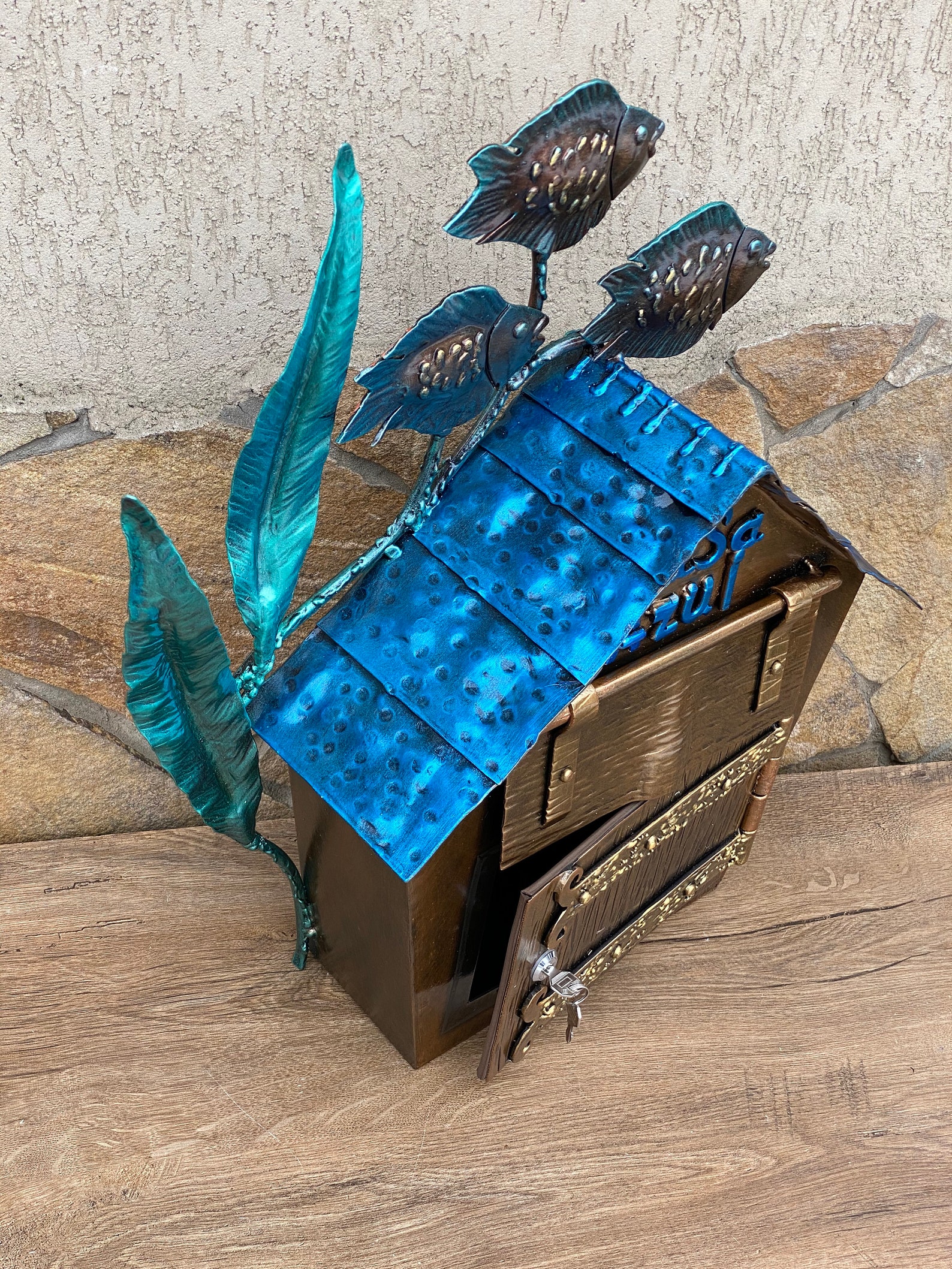 Mailbox Post Box Mail Box Coastal Decor Fish Seaweeds - Etsy