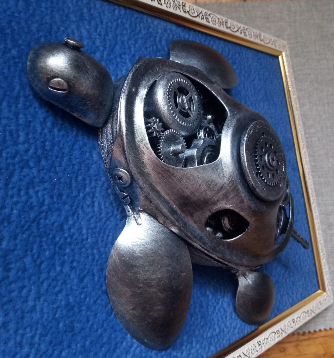 Steampunk turtle turtle industrial painting recycled | Etsy