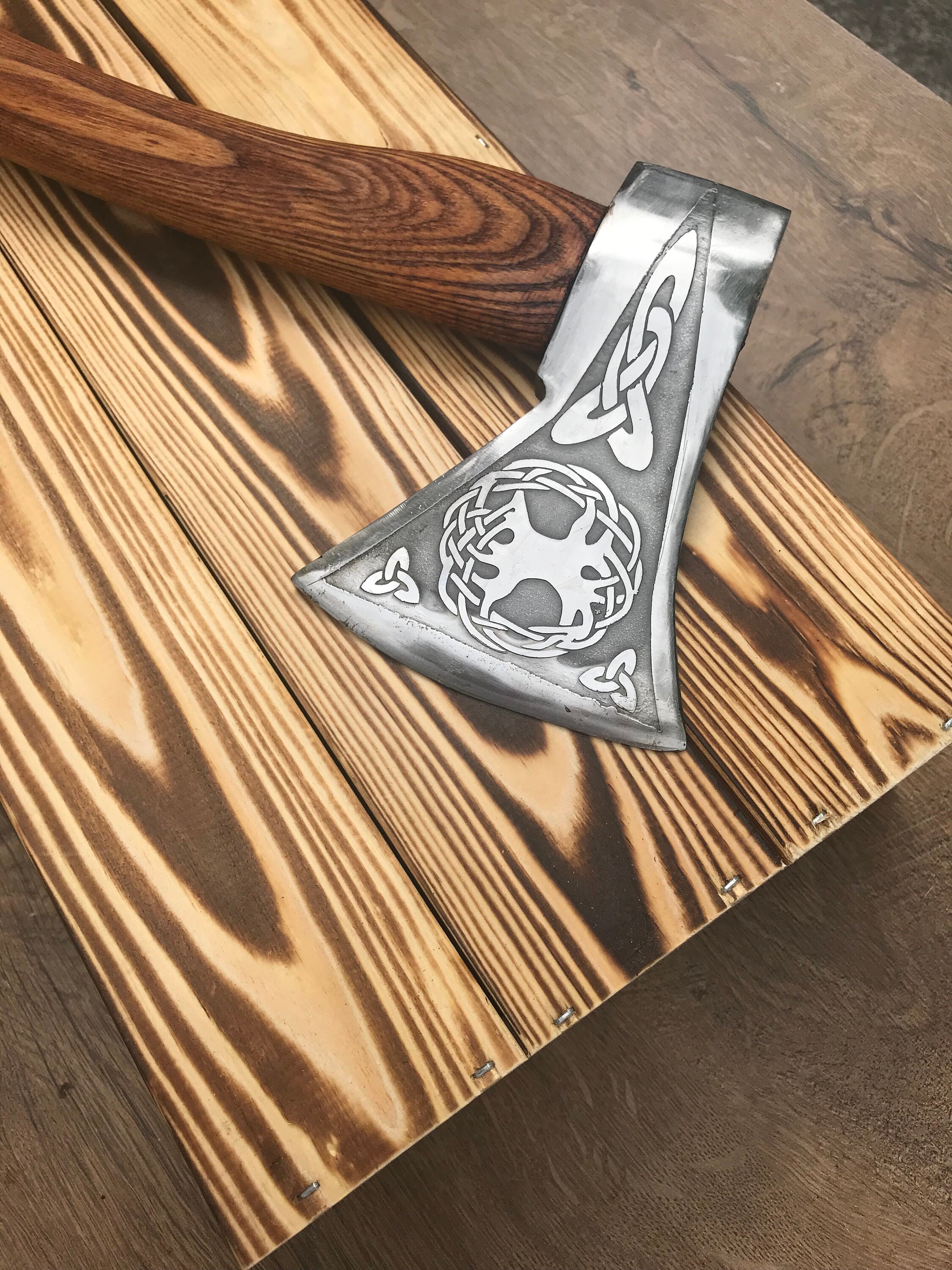 Mens Gift, Tree of Life, Viking Axe, Gift Box, Celtic, Hatchet, Wooden ...