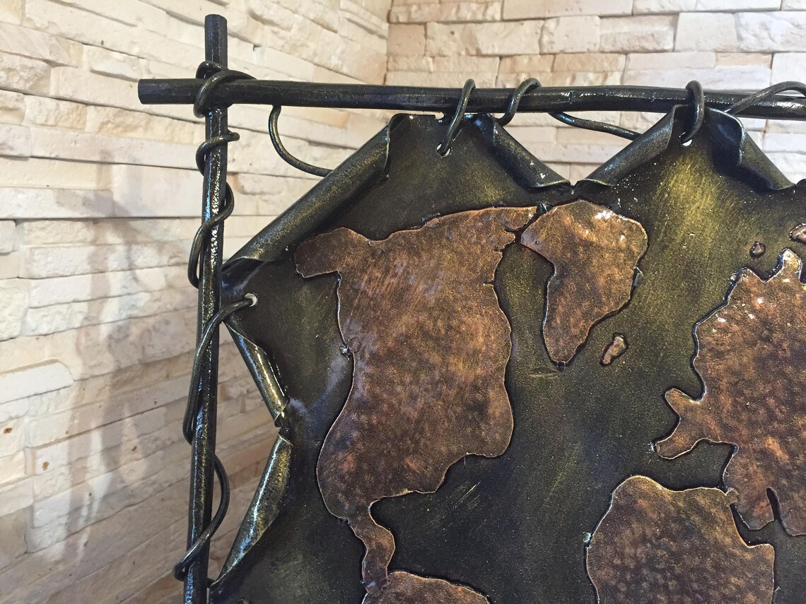 Map Forged Metal World Map World Globe World Travel World - Etsy