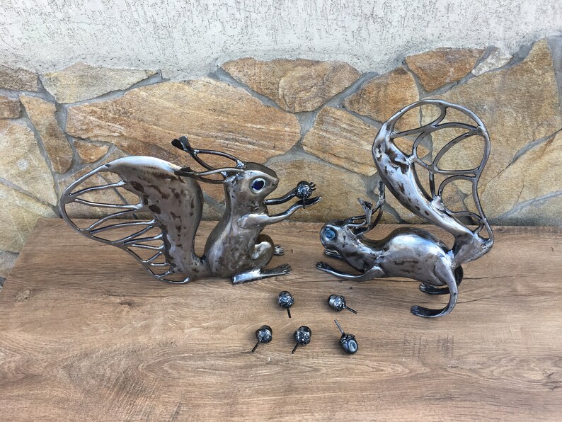 Iron Squirrel Metal Squirrel Acorn Animal Art Oak - Etsy