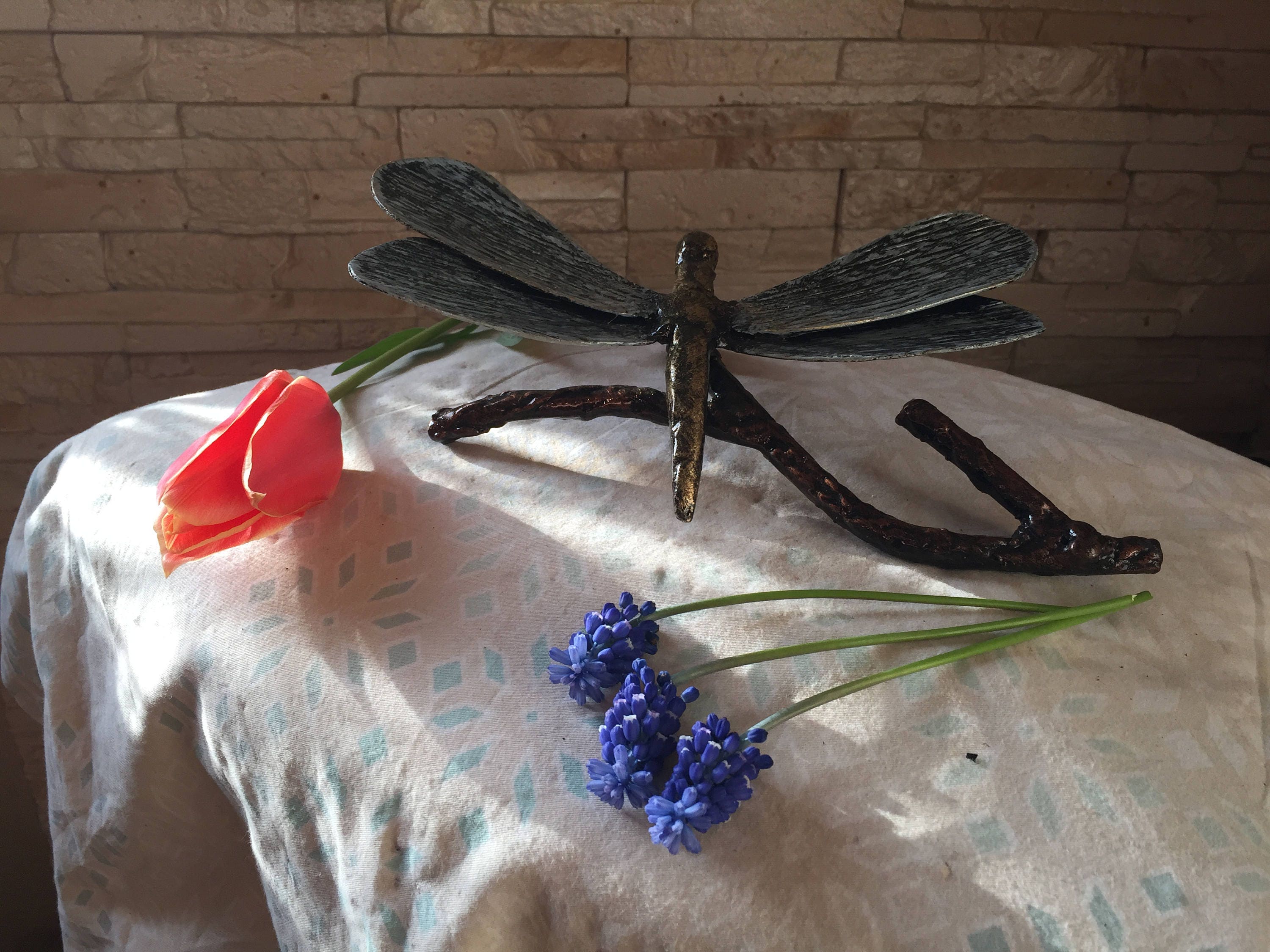 Dragonfly metal dragonfly dragonfly figurine forged | Etsy