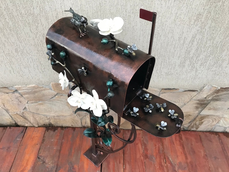 Mail Box Mailbox Orchid Bee Bird Hand Forged Mailbox - Etsy
