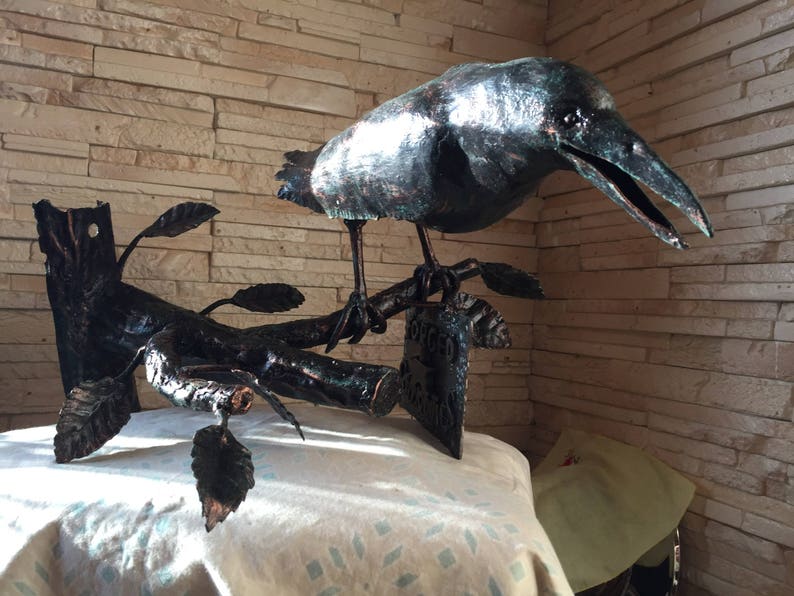 Crow, Iron Crow, Metal Sculpture, Metal Figurine, Art Object, Hand ...