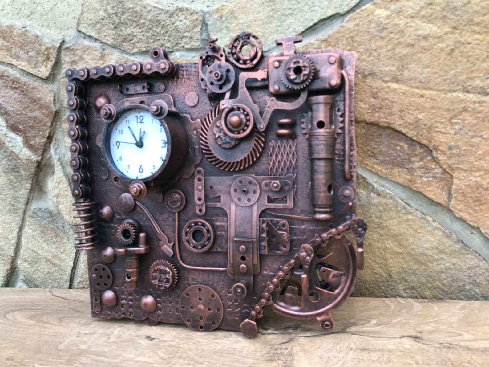 Steampunk Wall Clock Steampunk Clock Steampunk Hooks | Etsy