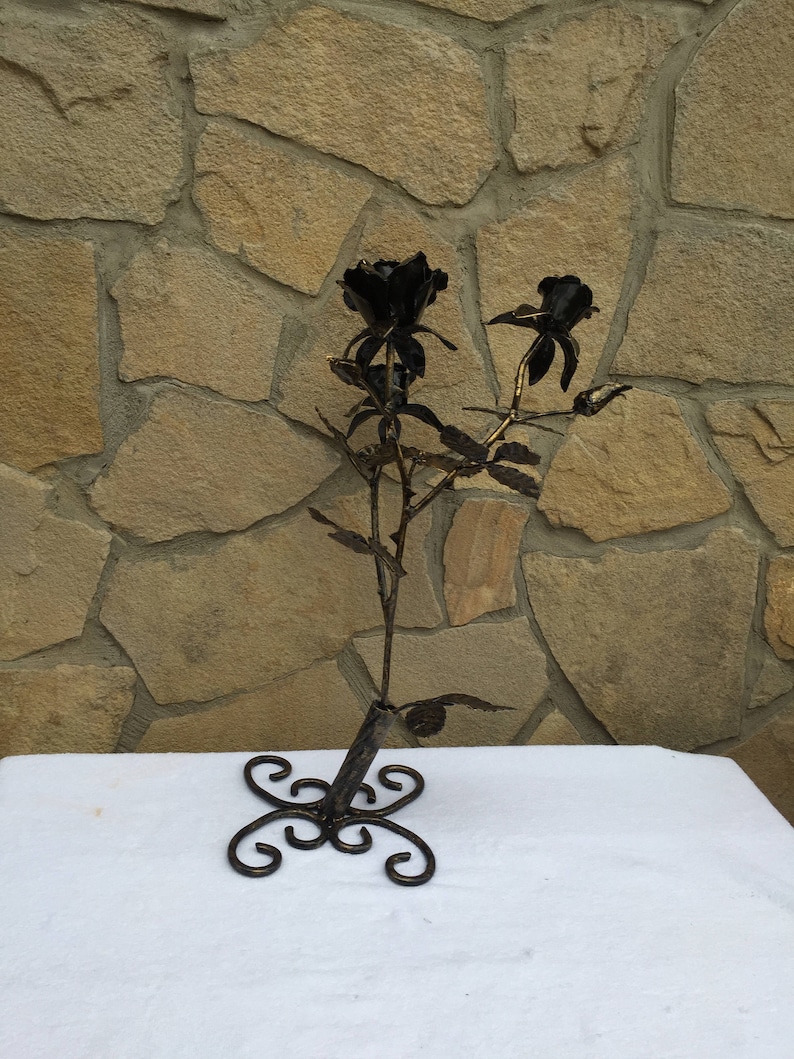 Hand forged rose with a stand welded rose rose | Etsy