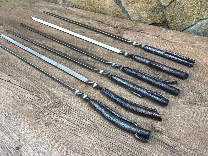Skewers Hand Forged Skewers Iron Gift Grilled Meat Grill - Etsy