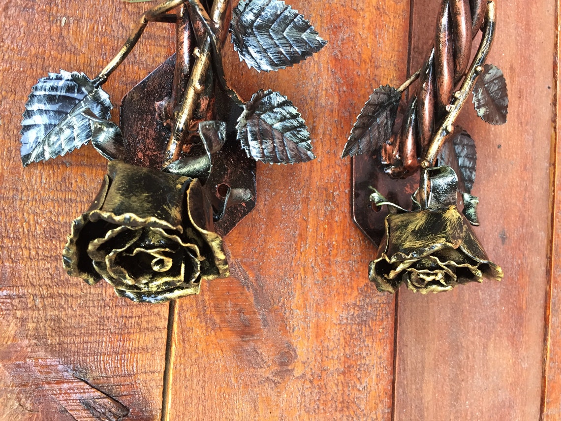 Door Handle Floral Decor Rose Flower Barn Door Handle | Etsy